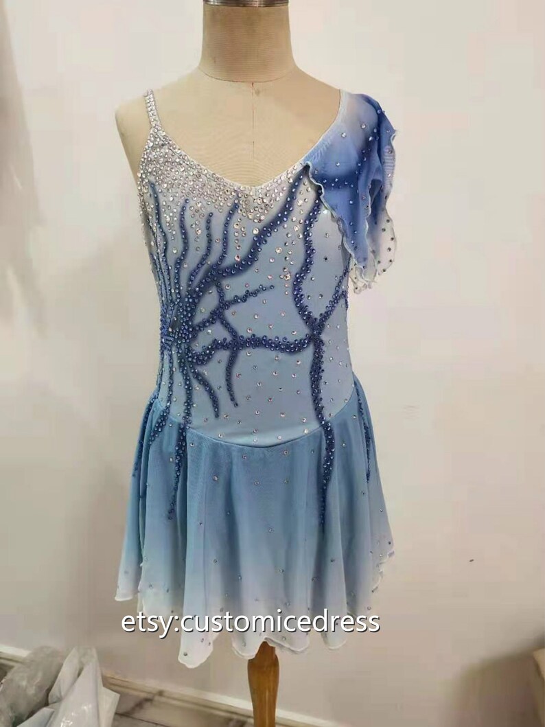 Blue Custom Ice Skating Dress Girls Competition Figure Skating Clothes ...