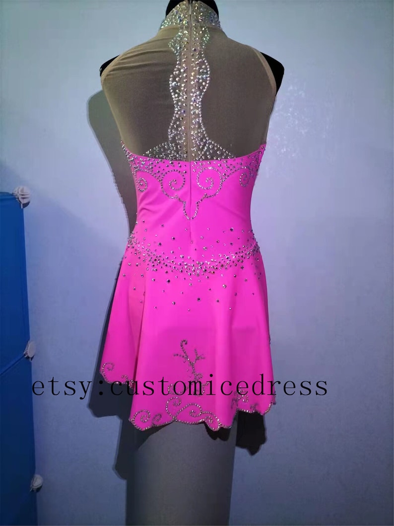 Pink Ice Skating Dress for Girls Competition Figure Skating Dress ...