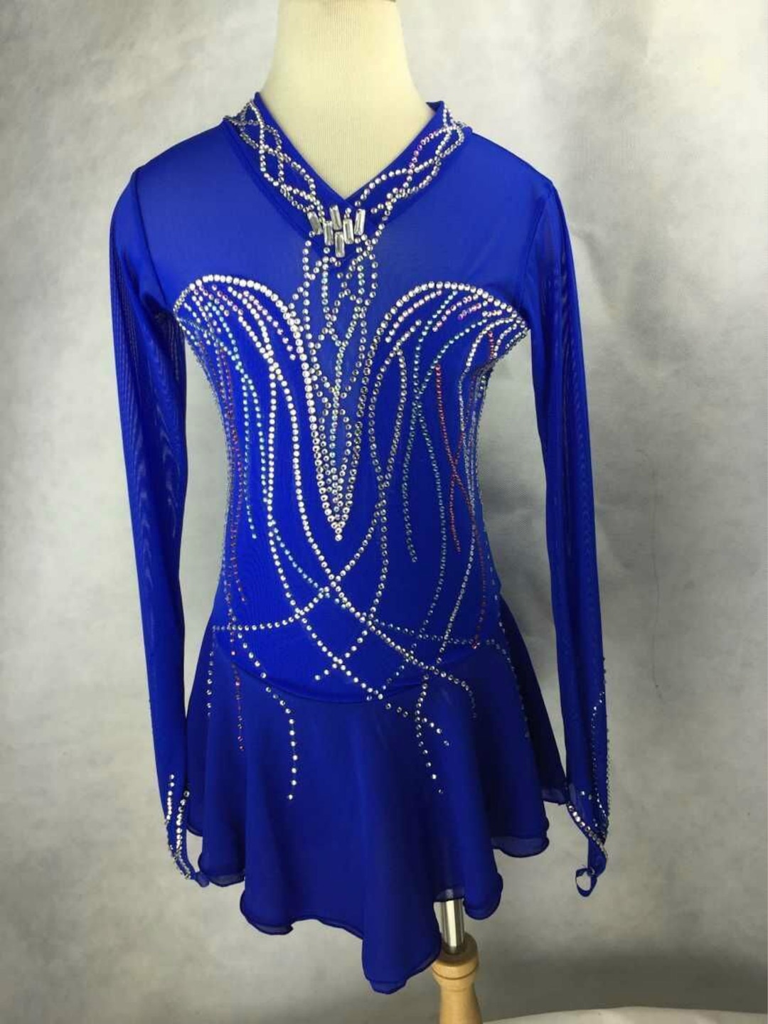 Ice Skating Dress Blue Adult Girls Competition Figure Skating Dress ...