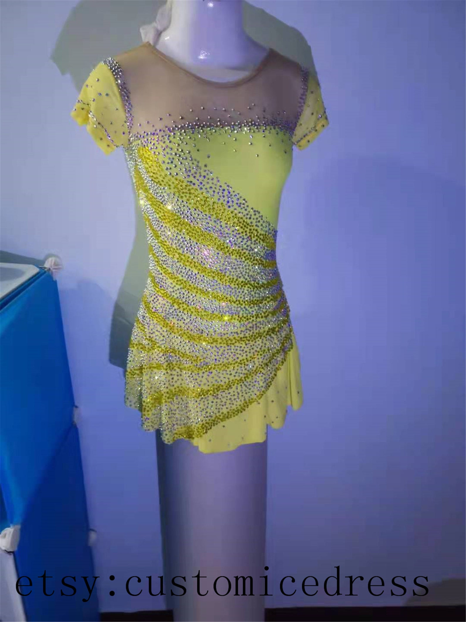 Custom Ice Skating Dresses for Girls Competition Skating Dress Yellow ...