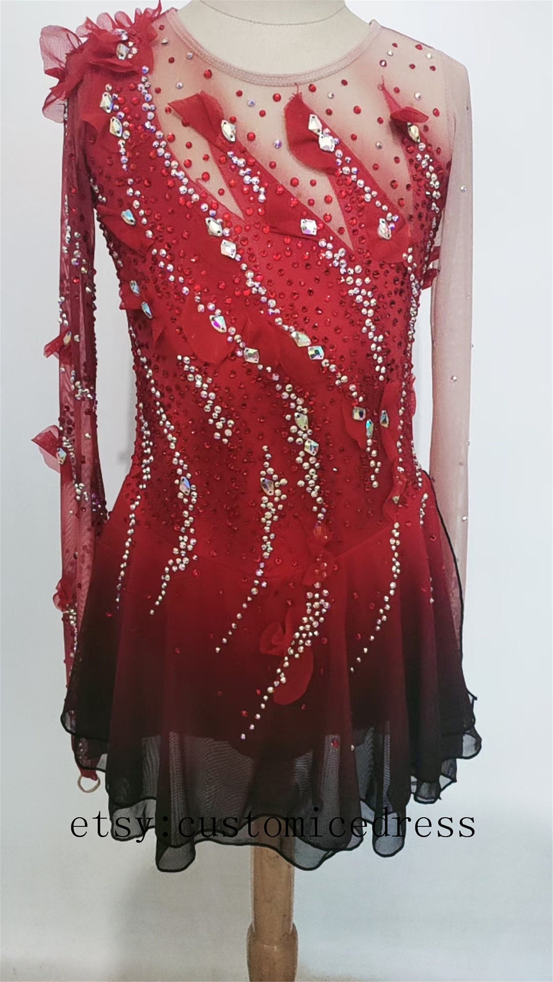 Red Figure Skating Dress Custom Women Competition Ice Skating Dress - Etsy