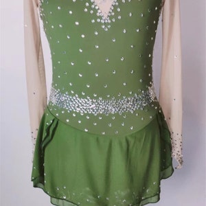 Green Ice Skating Dress for Girls Custom Figure Skating Wear - Etsy