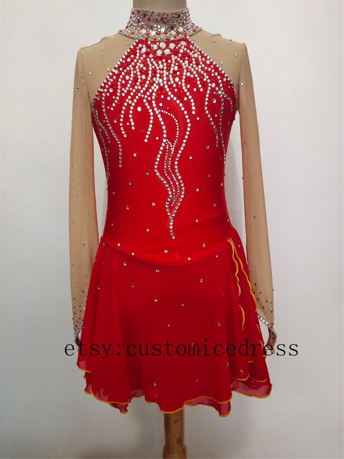 Red Ice Skating Dresses Custom Kids Competition Figure Skating - Etsy