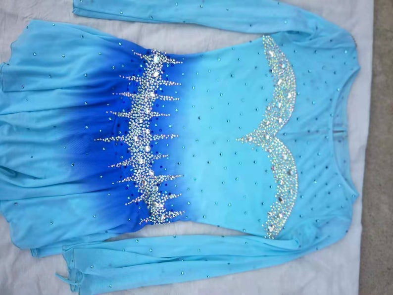 Light Blue Women Competition Ice Skating Dresses for Girls Custom ...