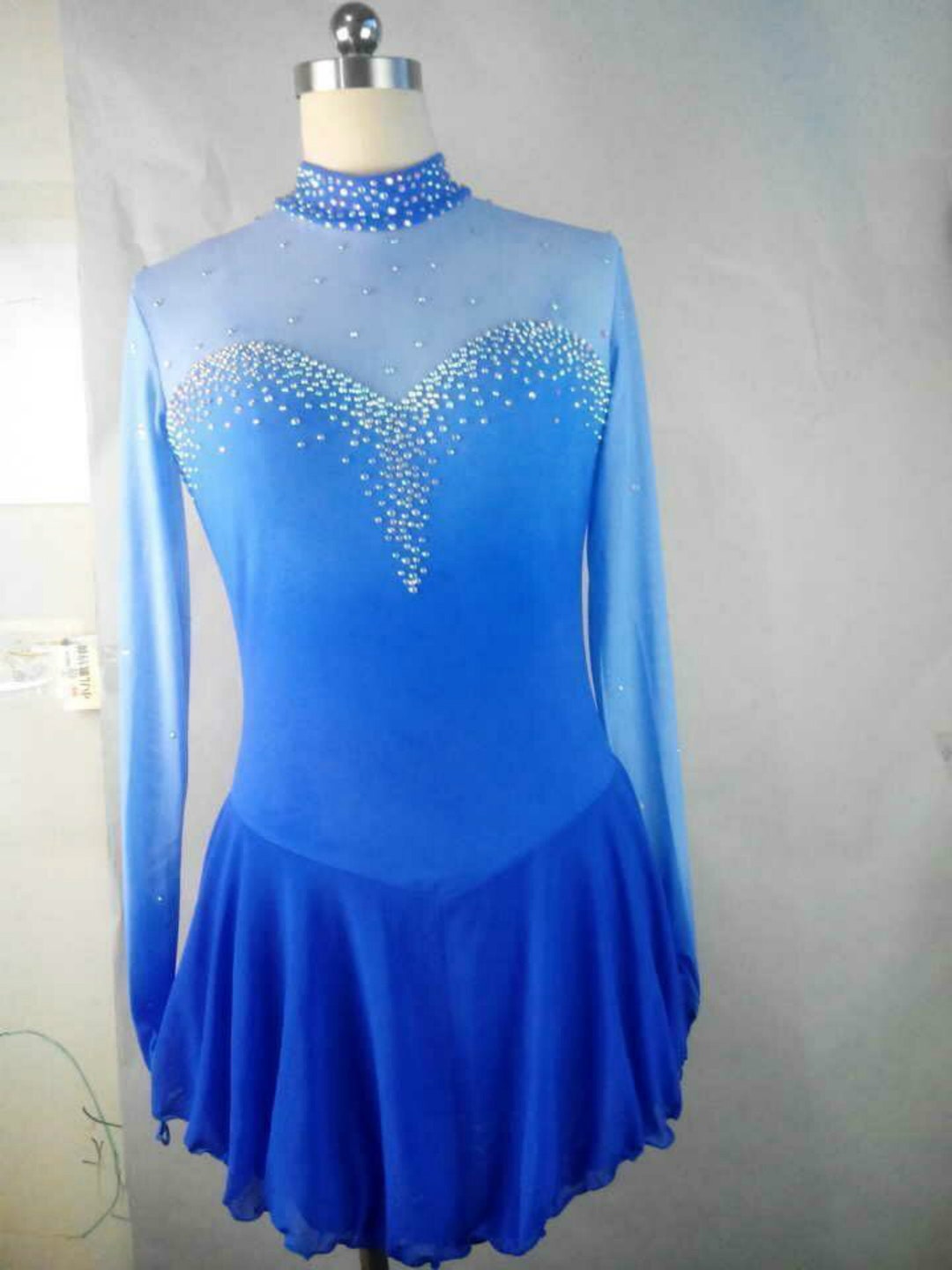 Blue Figure Skating Dress Gradient Girls Ice Dance Dress Custom Kids ...
