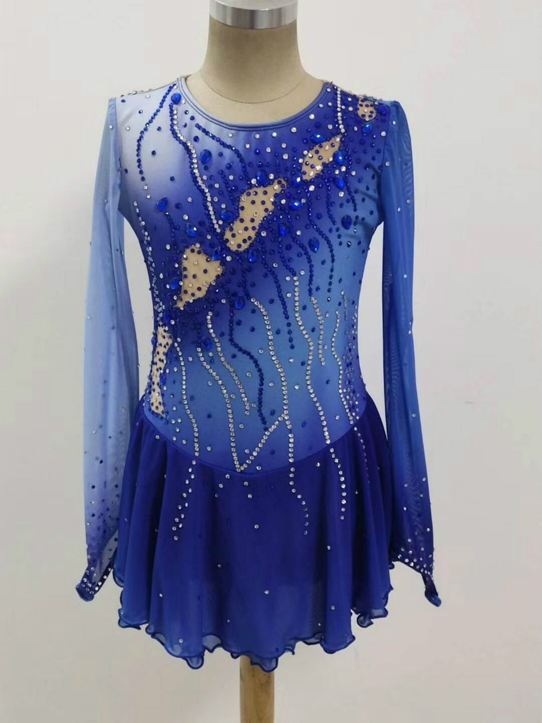 Blue Ice Skating Dresses Custom Women Competition Figure Skating ...