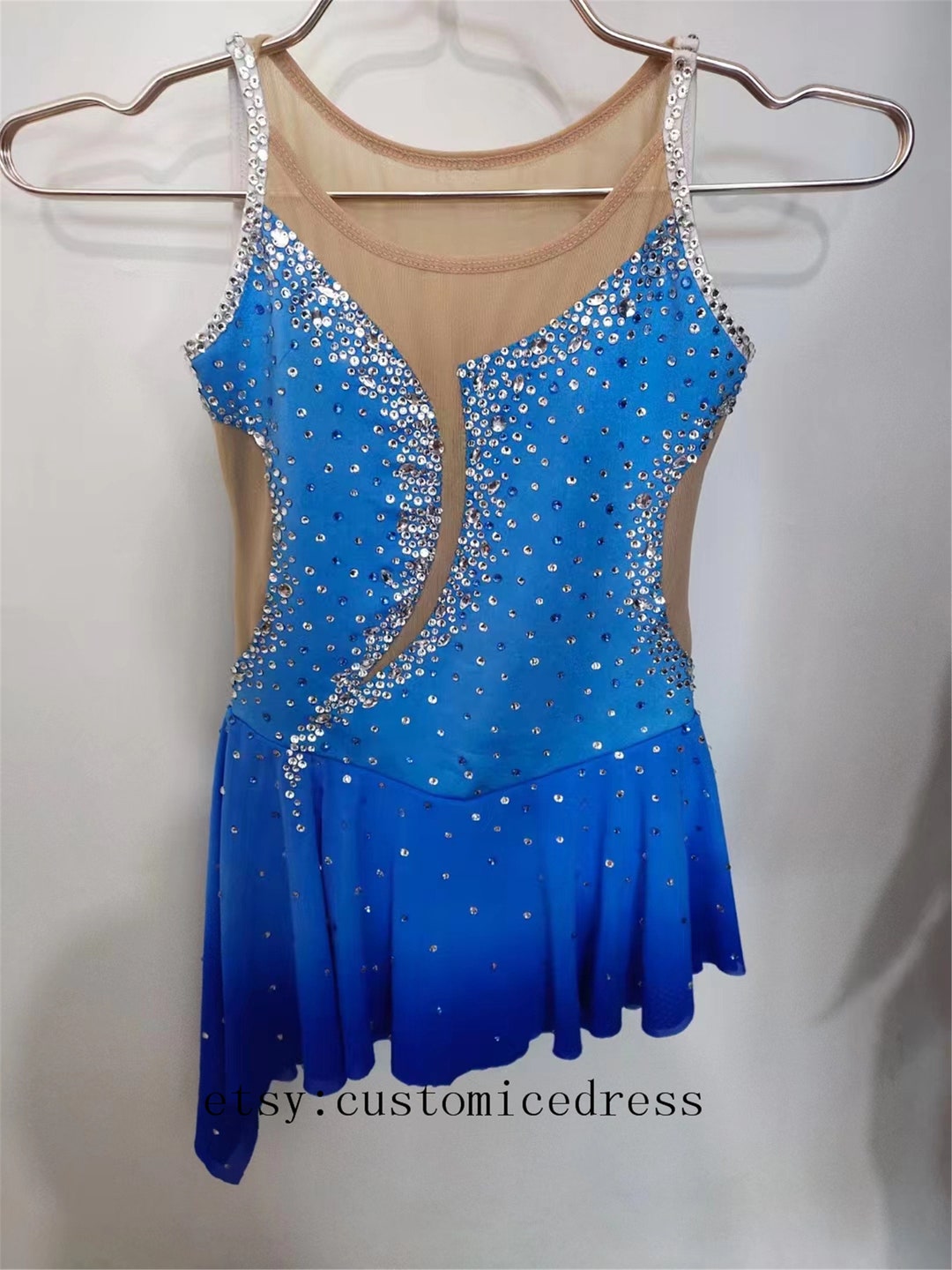 Blue Ice Skating Dress for Girls Custom Women Competition Figure ...