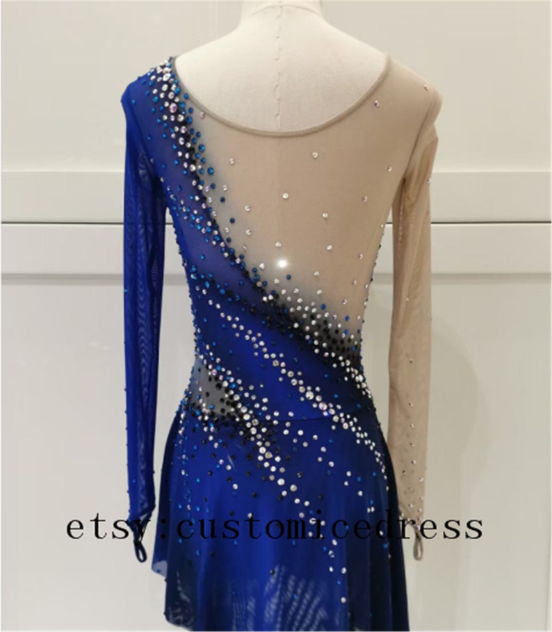 Blue Ice Dance Dress for Girls Custom Ice Dresses Women Beaded - Etsy