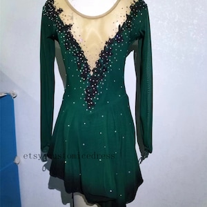 Green Ice Skating Dress for Girls Custom Figure Skating Dresses Kids - Etsy