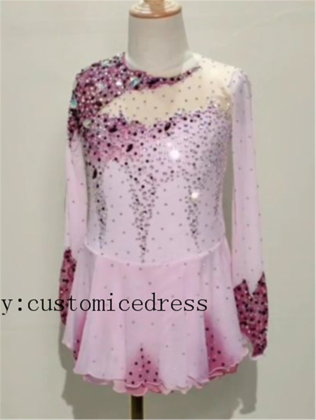 Pink Ice Dress for Girls Custom Kids Ice Skating Dresses for ...