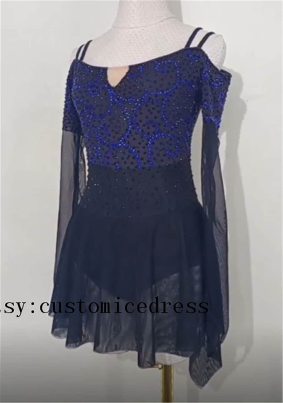 Blue Competition Ice Skating Dress Figure Skating Dresses Custom - Etsy