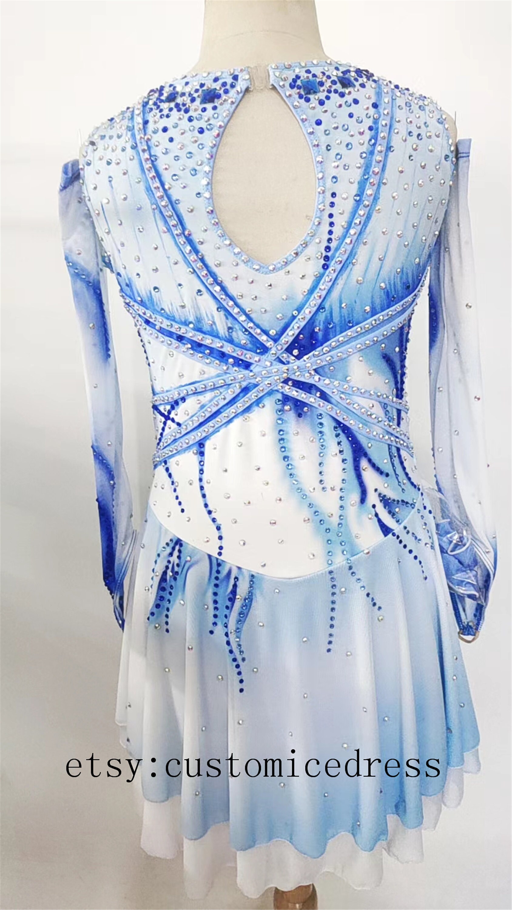 Blue Figure Skating Dress for Girls Custom Ice Skating Dresses Kids ...