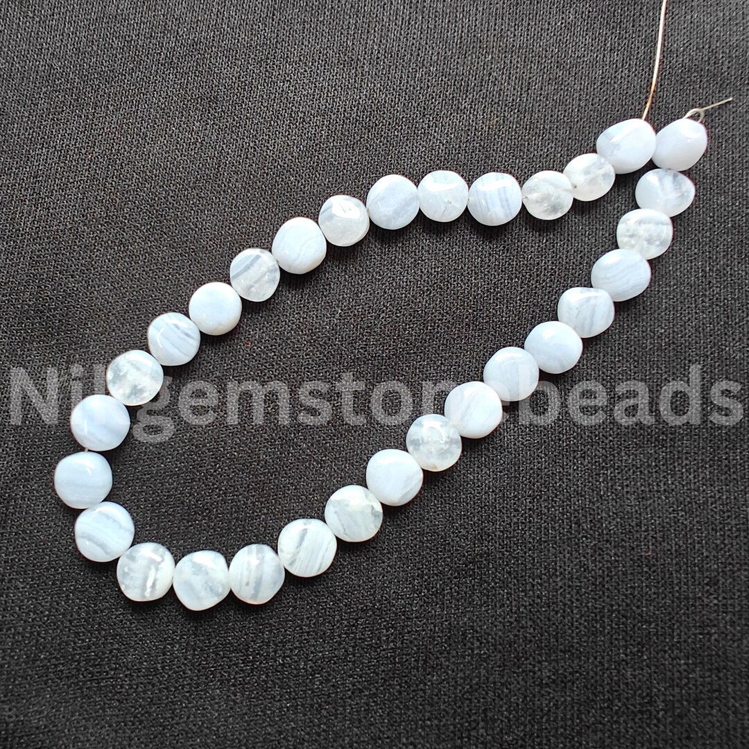 Smooth and Plain Coin Cut Beads, Sky Blue Peruvian Opal Stone, Peruvian ...