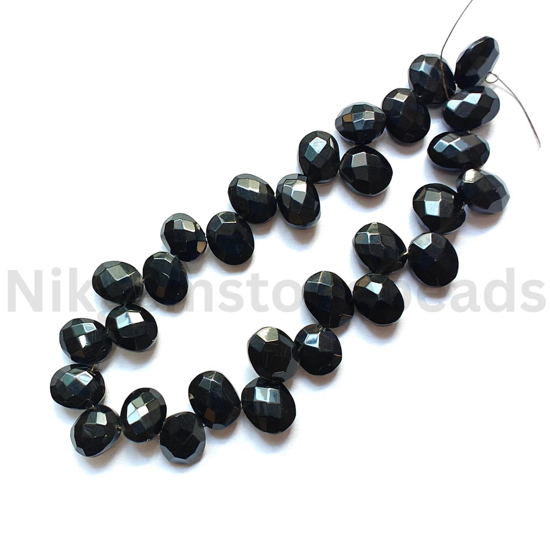 Obsidian Oval Cut Beads, Natural Obsidian Beads, Faceted Black Obsidian ...