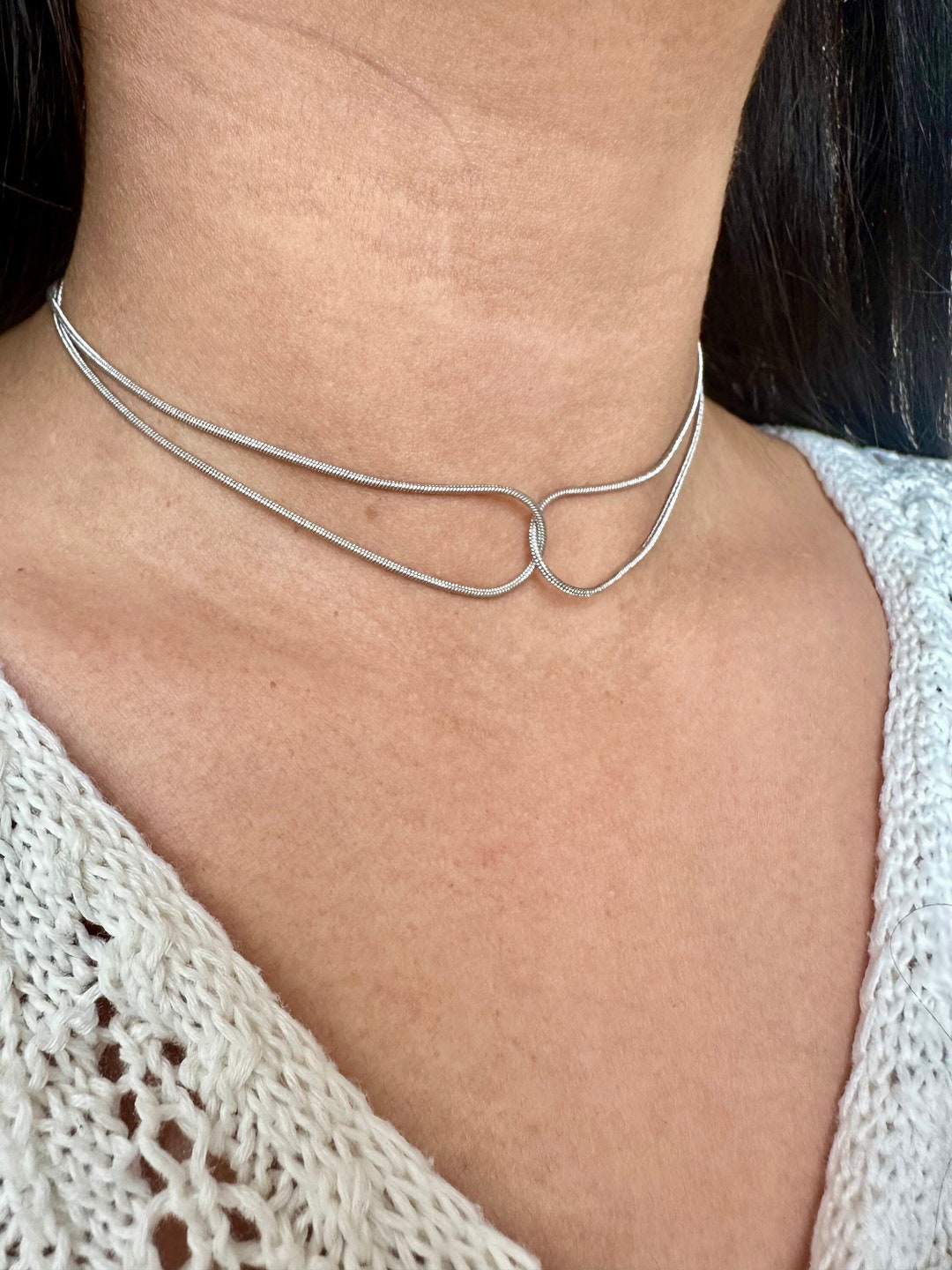 Double Bolo Box Chain, 18k Rhodium Filled, Bridal Necklace Lariat ...