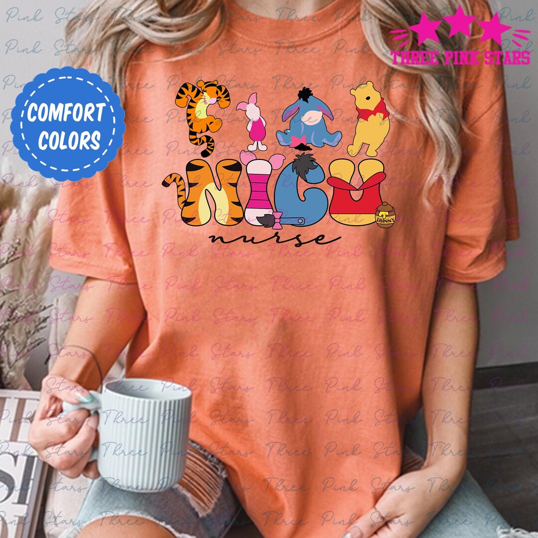Winnie the Pooh NICU Nurse Comfort Colors Shirt, Neonatal ICU Nurse ...