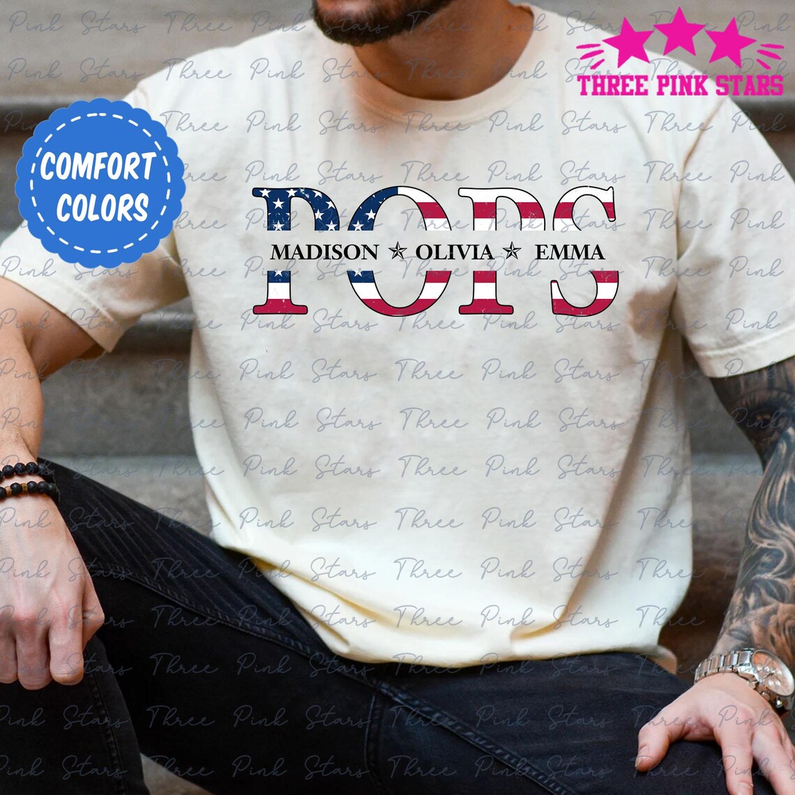 Personalized Pops Flag Comfort Colors Shirt, American Flag US Pops ...