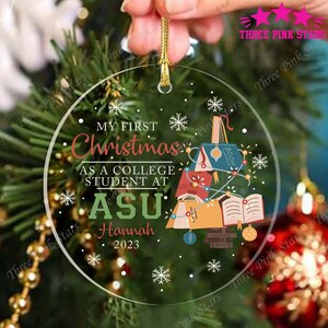 Personalized College Acrylic Ornament, New College Student Gift, Book ...