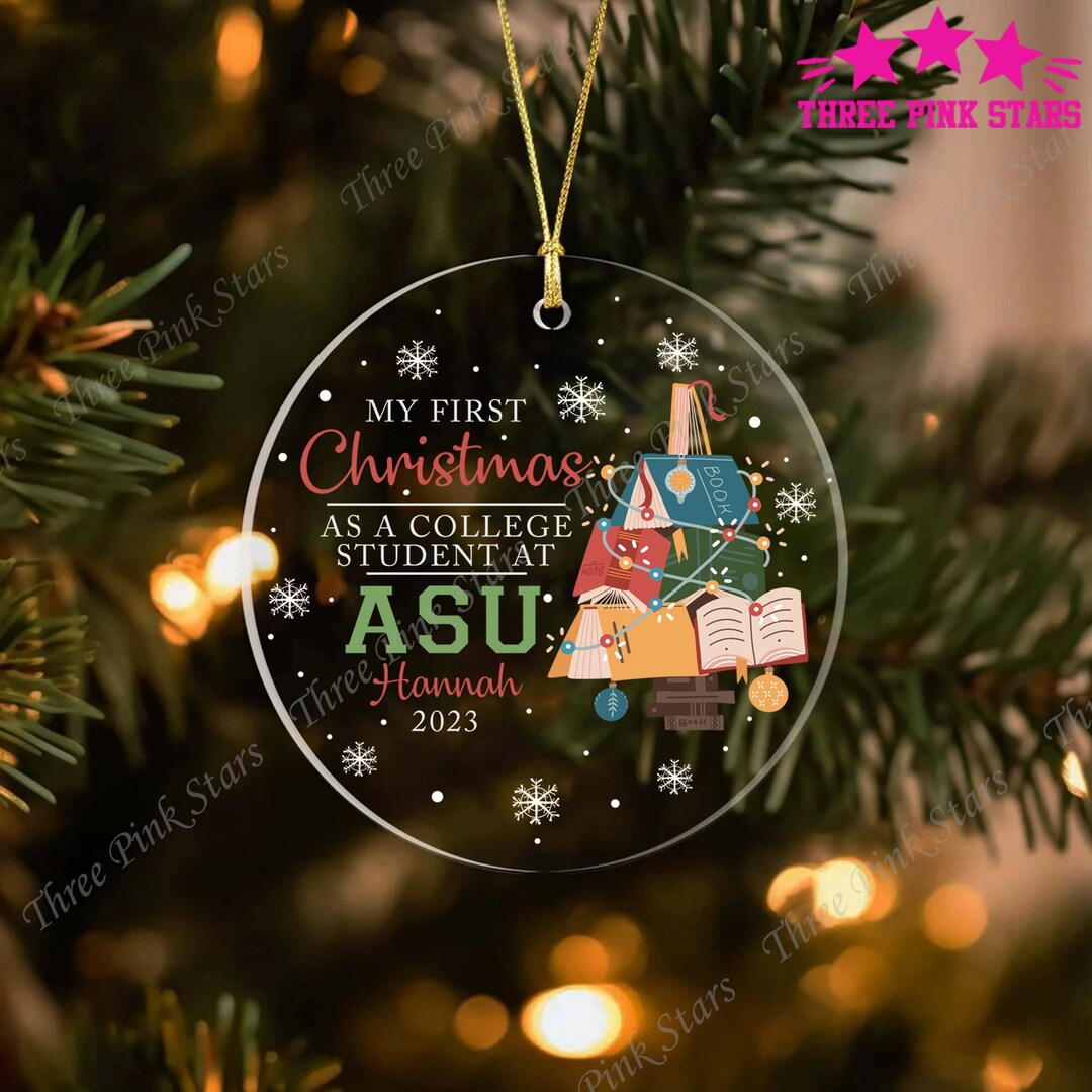 Personalized College Acrylic Ornament, New College Student Gift, Book ...
