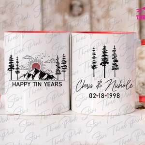 Personalized Tin Year Anniversary Mug, Happy Tin Years Camp Mug, 10th ...
