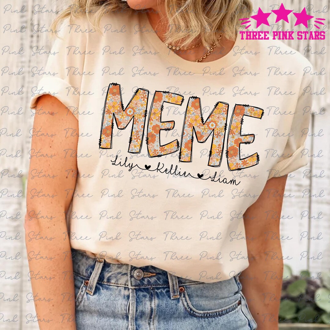 Personalized Meme Shirt, Floral Meme Shirt, Meme Shirt With Grandkids ...