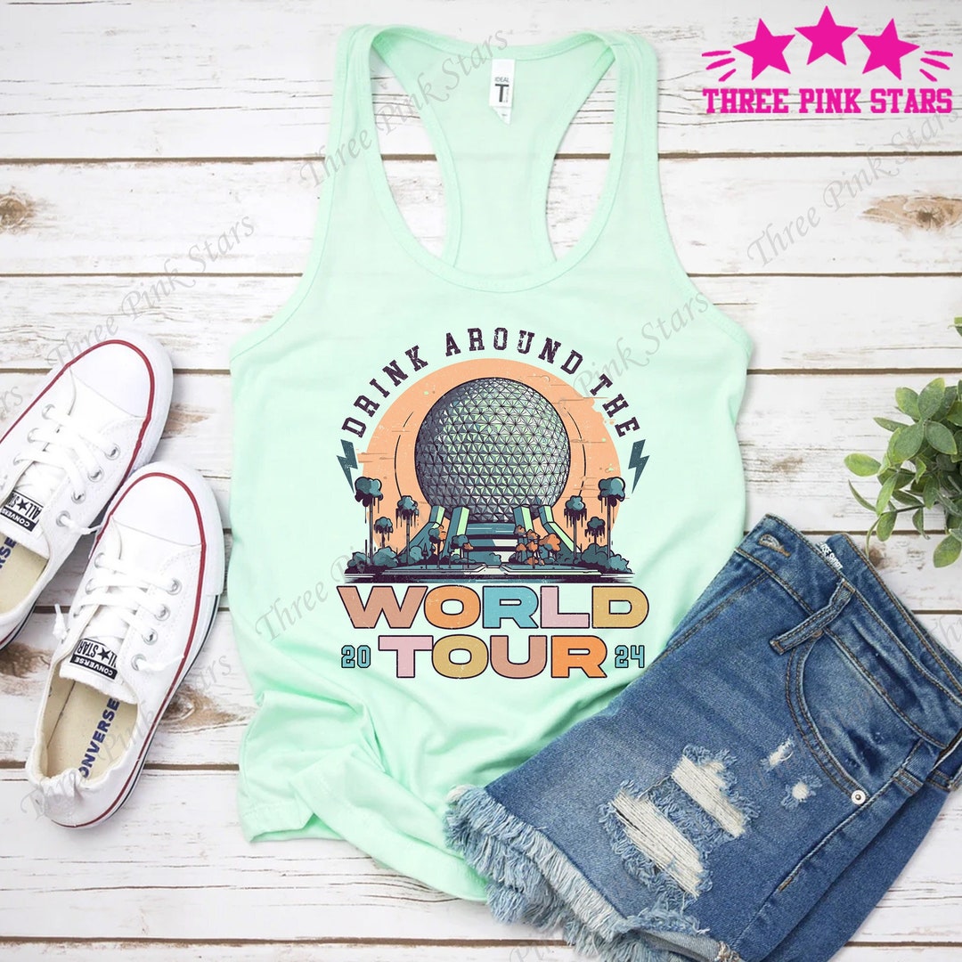 Retro Epcot Drink Around the World Tour Tank Top, Epcot World Tour Tank ...