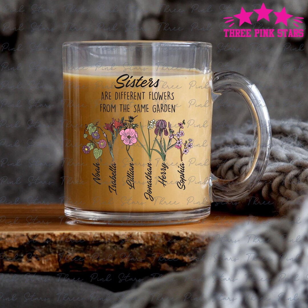 Personalized Sister Glass Mug, Sisters' Garden Mug, Custom Sisters ...
