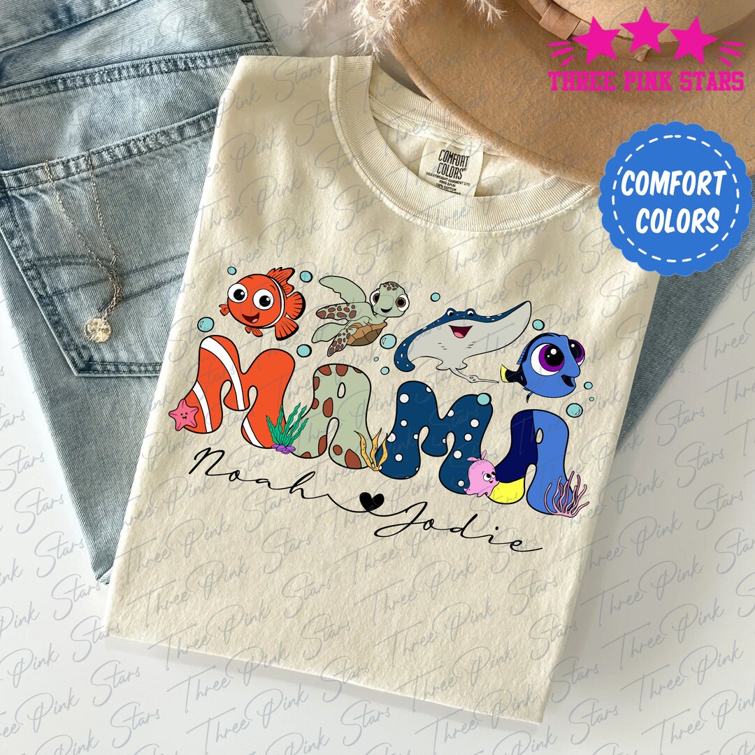 Personalized Finding Nemo Mama Comfort Colors Shirt, Name Kids Shirt ...