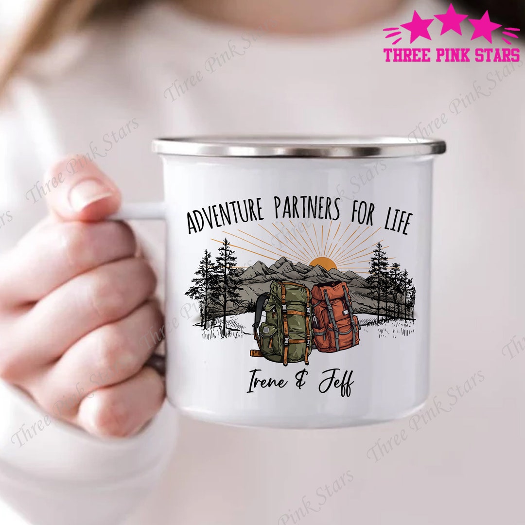Backpacking Adventure Camping Mug, Personalized Engagement Wedding Mug ...