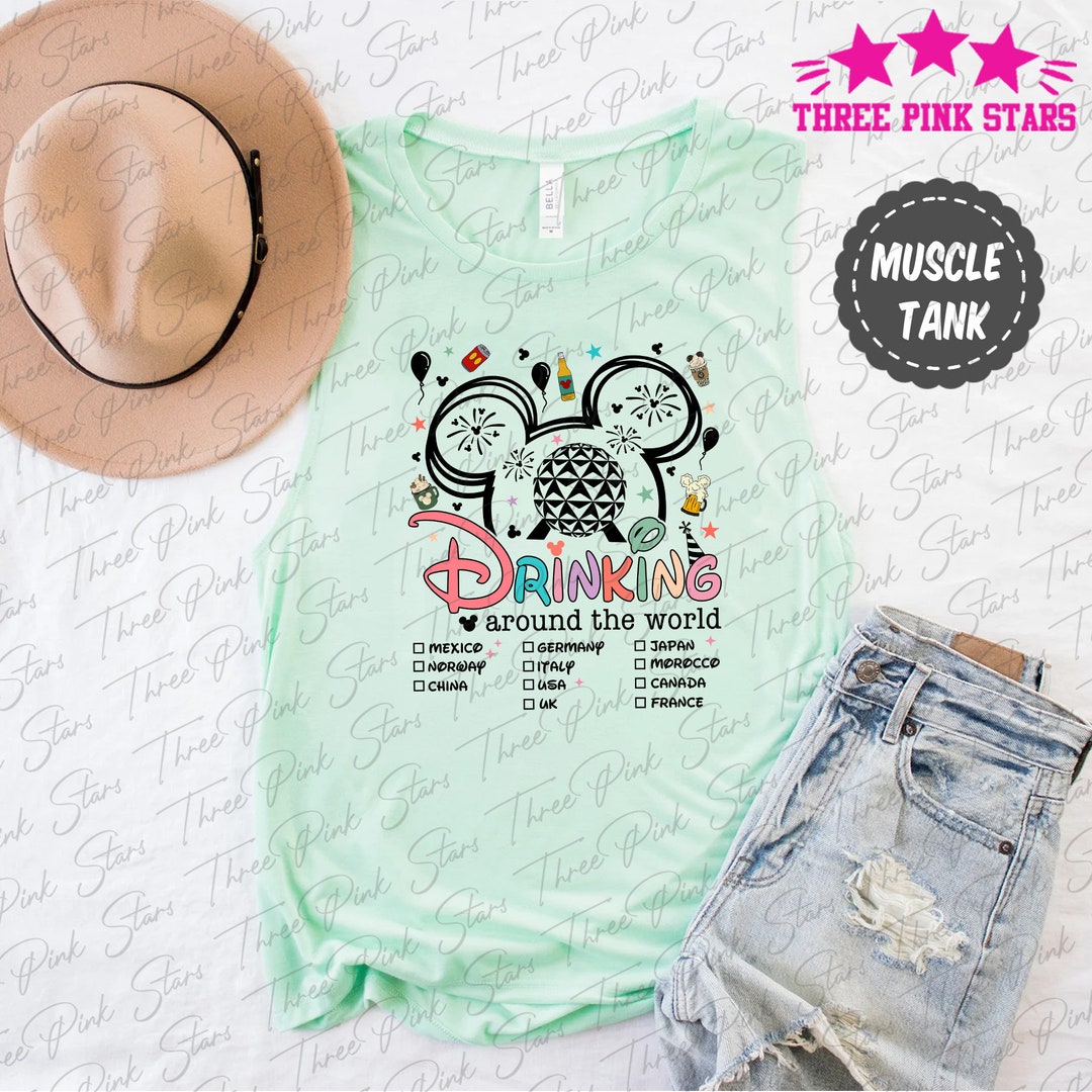 Epcot Drinking Muscle Tank, Drinking Around the World Tank Top, Epcot ...