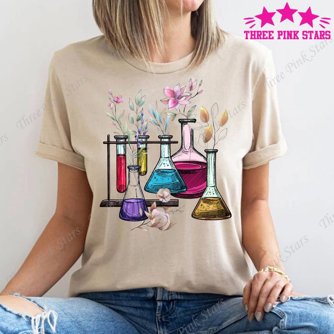 Laboratory Shirt, Chemistry Lab Scientist Gift, Floral Beakers ...