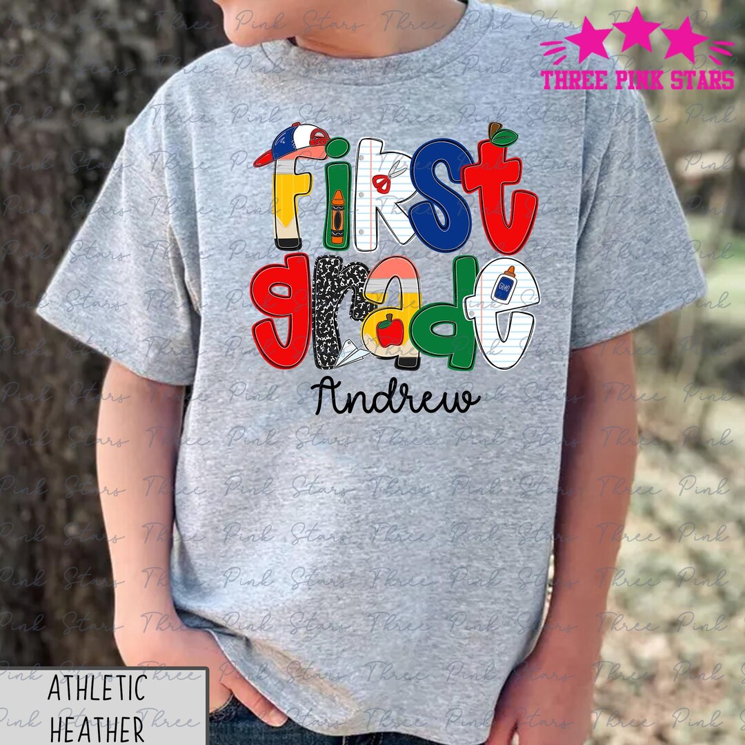Custom First Grade Kid Shirt, First Day of School Toddler Youth Tee ...