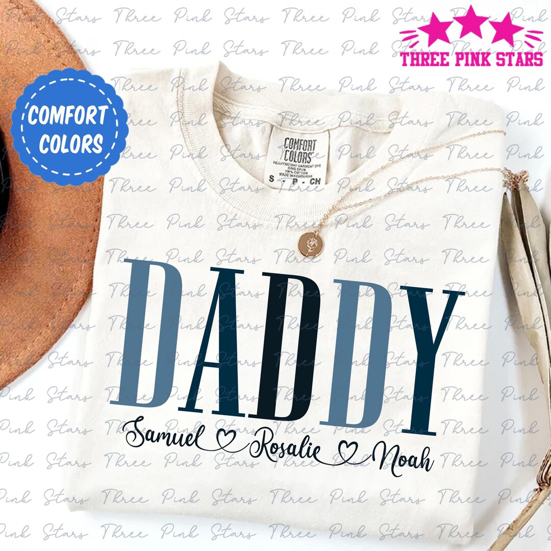 Personalized Daddy Comfort Colors Shirt, Custom Daddy Shirt With Kids ...