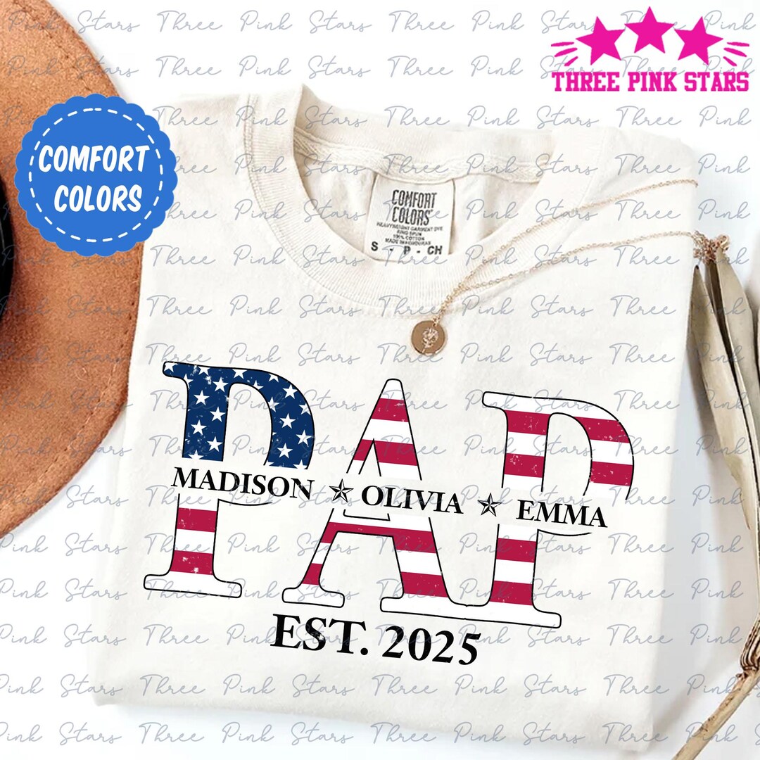 Personalized Pap Flag Comfort Colors Shirt, American Flag US Pap Shirt ...