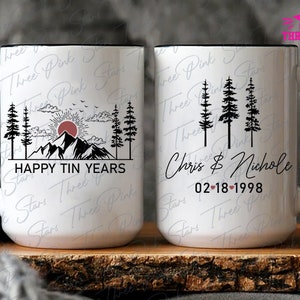 Personalized Tin Year Anniversary Mug, Happy Tin Years Camp Mug, 10th ...