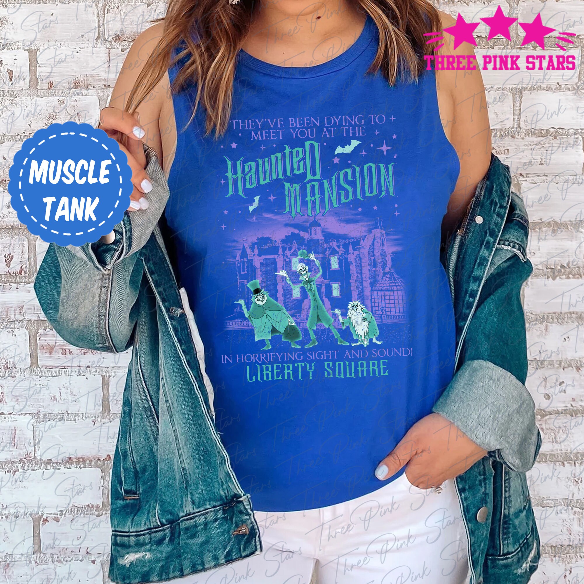 Vintage Haunted Mansion Liberty Square Muscle Tank, Hitchhiking Ghosts ...