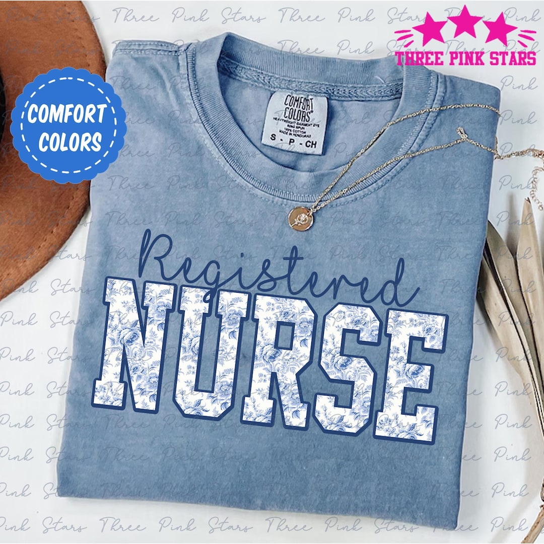 Toile Registered Nurse Comfort Colors Shirt, Floral RN Nurse Shirt ...