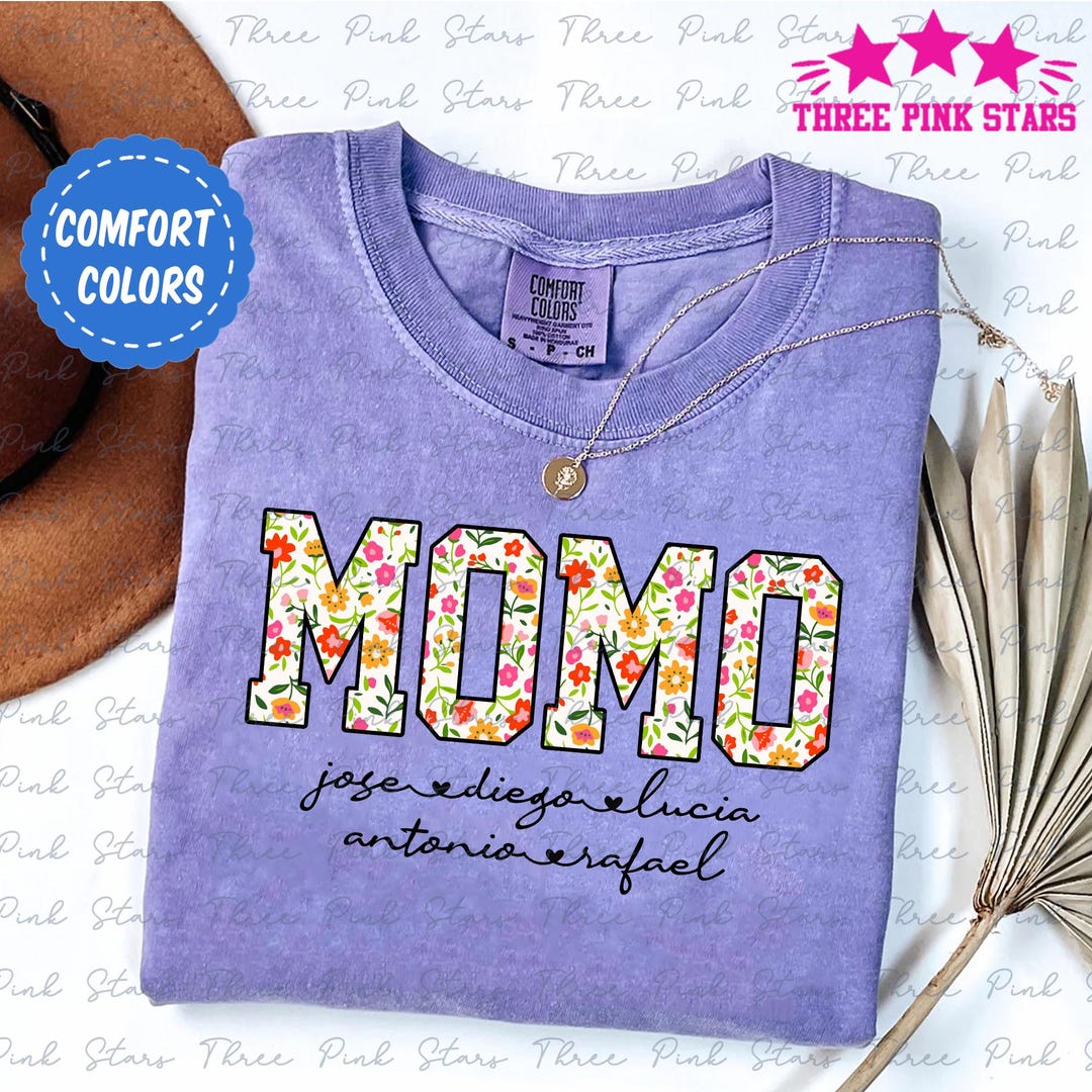 Personalized Momo Comfort Colors Shirt, Floral Momo Shirt, Momo Shirt ...