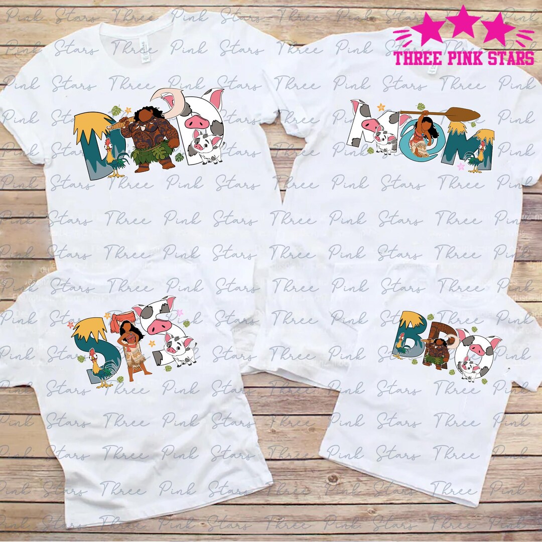 Moana Dad Moana Mom, Dad Mom Moana Birthday Tee, Family Moana Matching ...