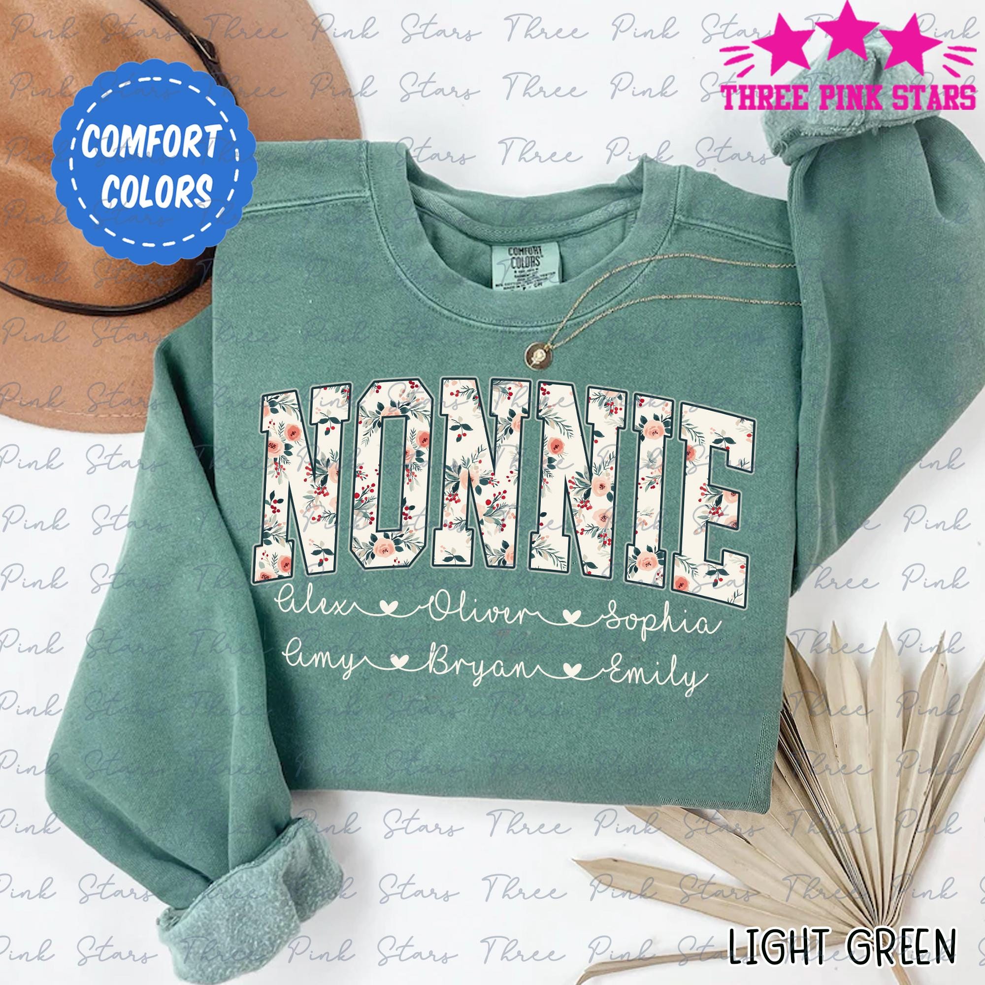 Personalized Nonnie Comfort Colors Sweatshirt, Custom Nonnie With Kids ...