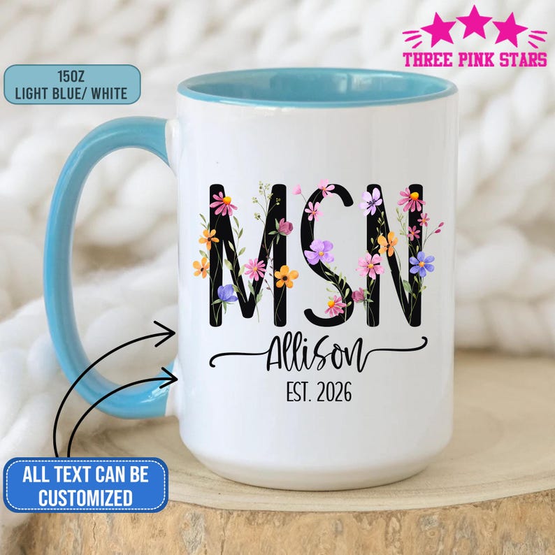 Personalized MSN Graduation Mug, Masters in Nursing Master Degree Gift ...