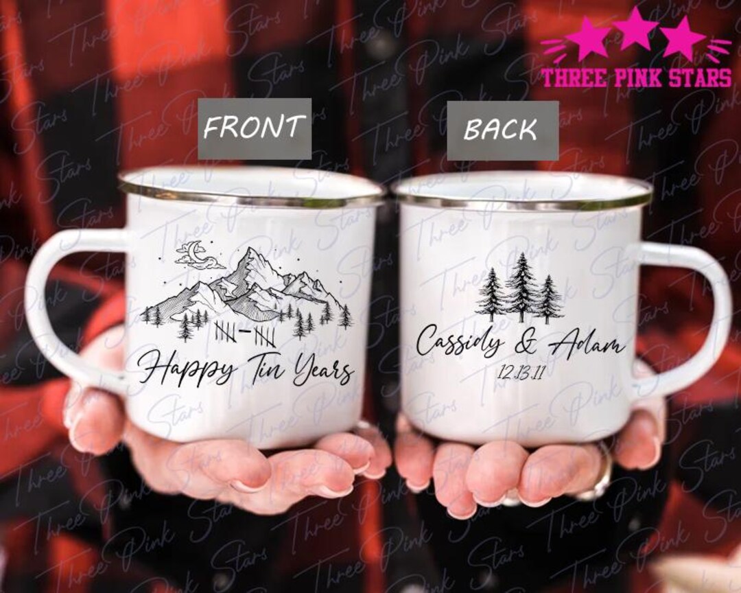 Personalized Tin Years Mug, Tin Year Anniversary Gift, 10th Wedding ...