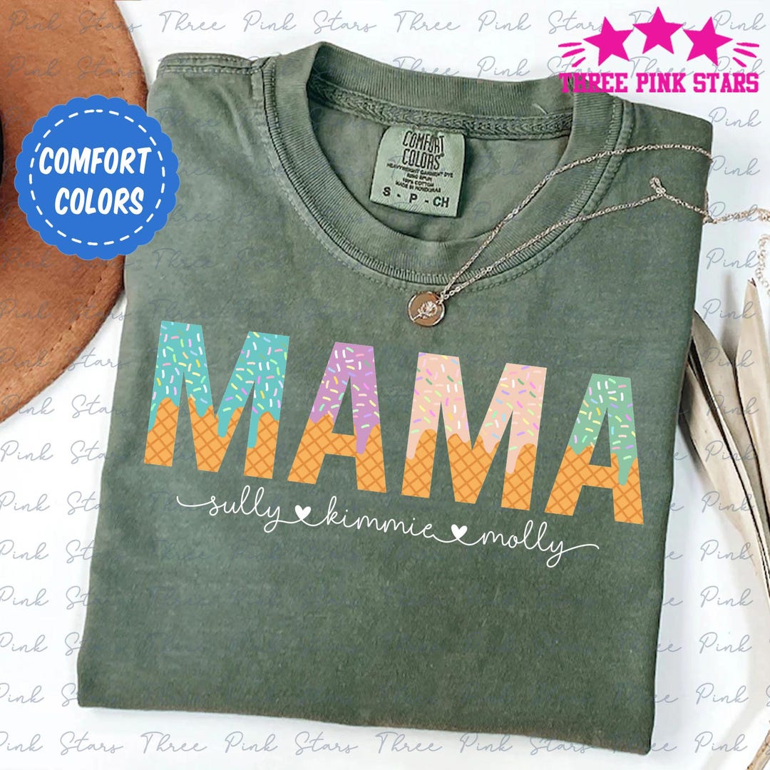 Personalized Mama Ice Cream Comfort Colors Shirt, Gift for Mama, Ice ...