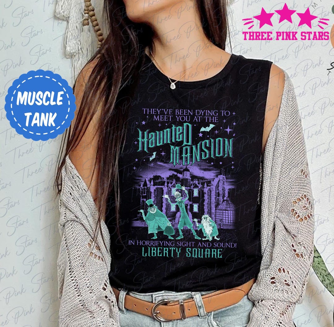Vintage Haunted Mansion Liberty Square Muscle Tank, Hitchhiking Ghosts ...