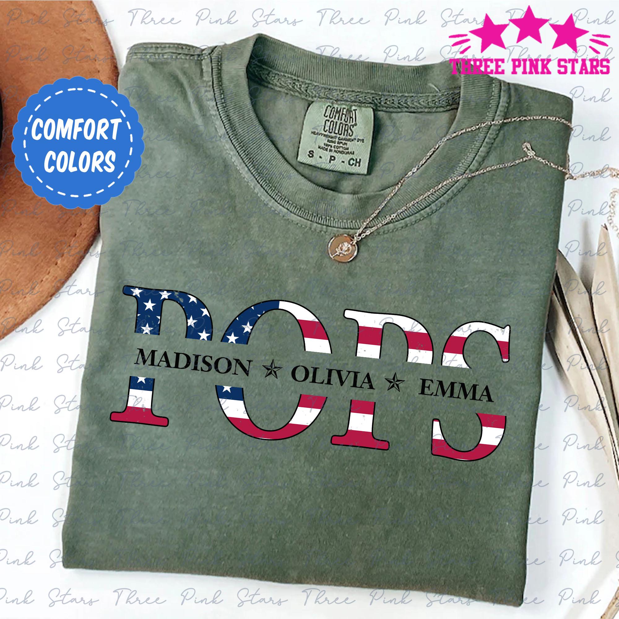 Personalized Pops Flag Comfort Colors Shirt, American Flag US Pops ...