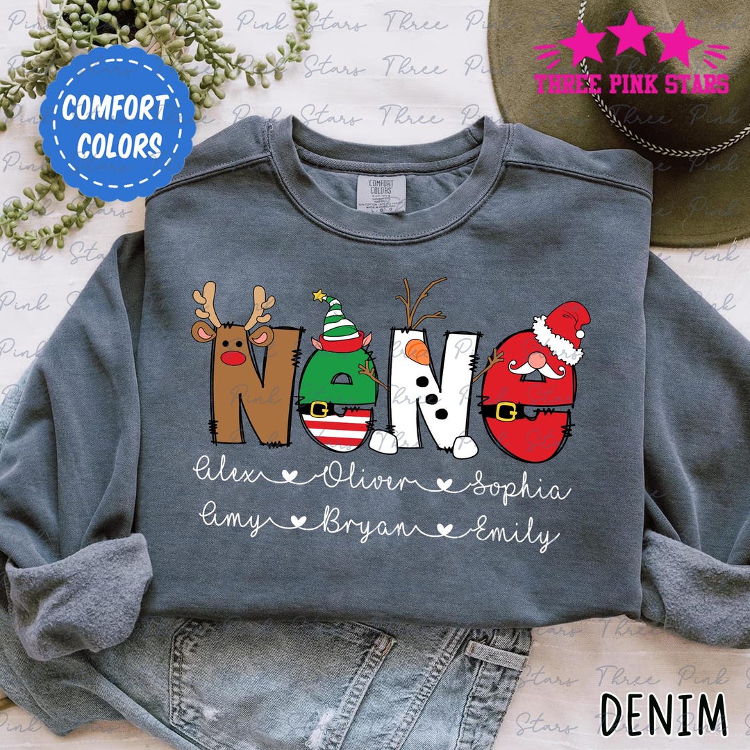 Personalized Nene Comfort Colors Sweatshirt, Nene Christmas Sweatshirt ...