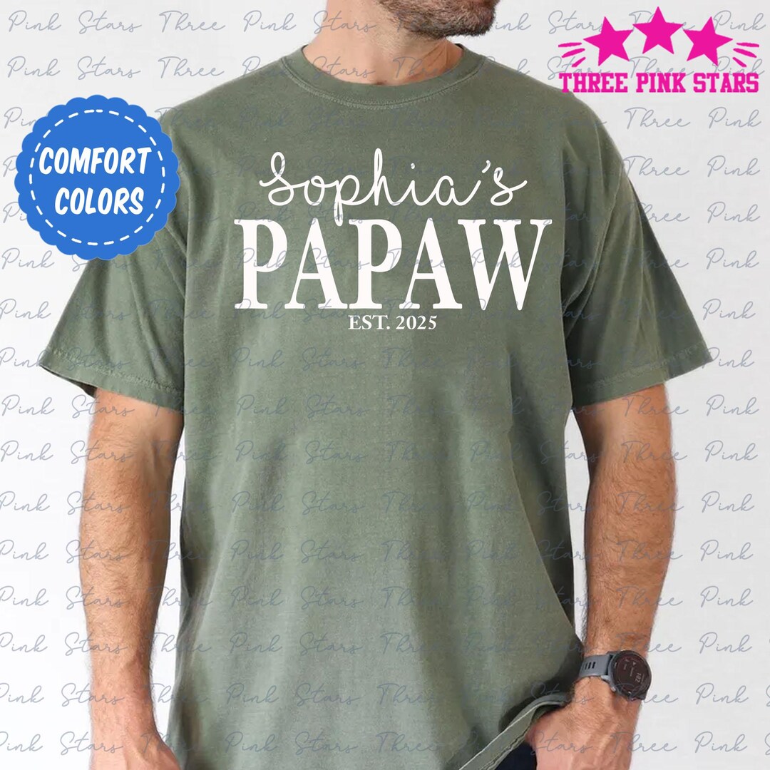 Papaw Father's Day Gift, Papaw Comfort Colors Shirt With Kids Name ...