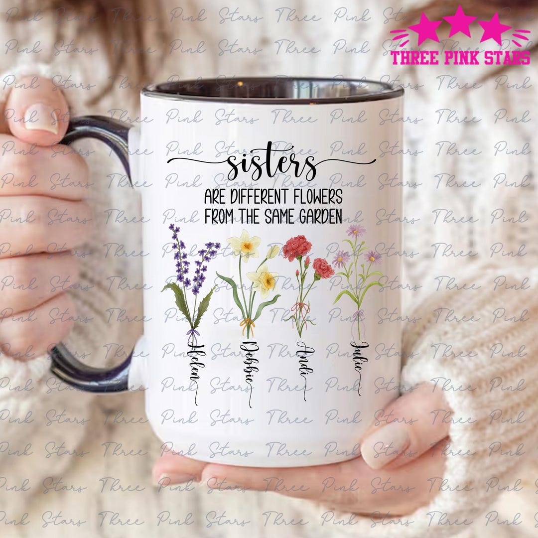 Personalized Sister Mug, Sisters' Garden Mug, Custom Sisters Names ...