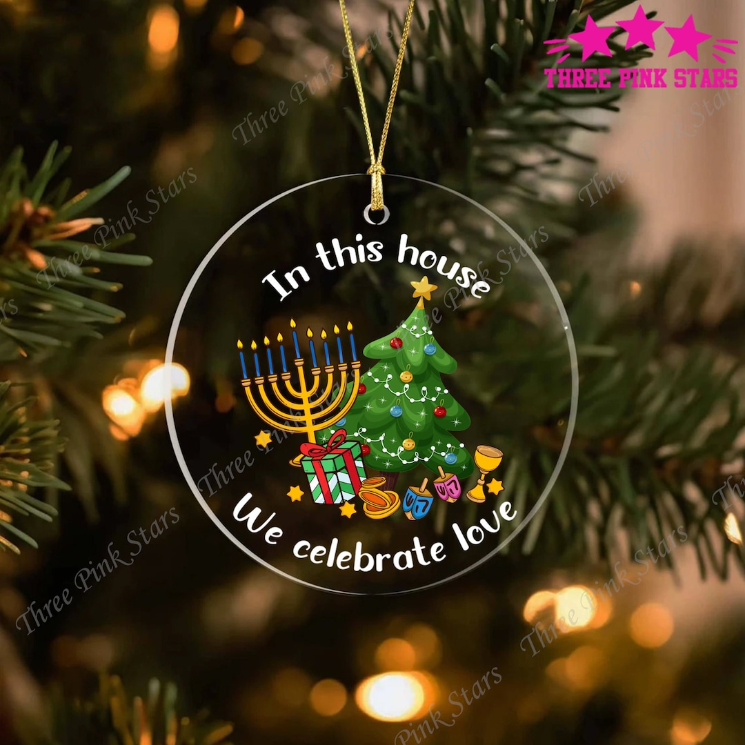 Personalized Hanukkah Christmas Acrylic Ornament, Chrismukkah Keepsake ...