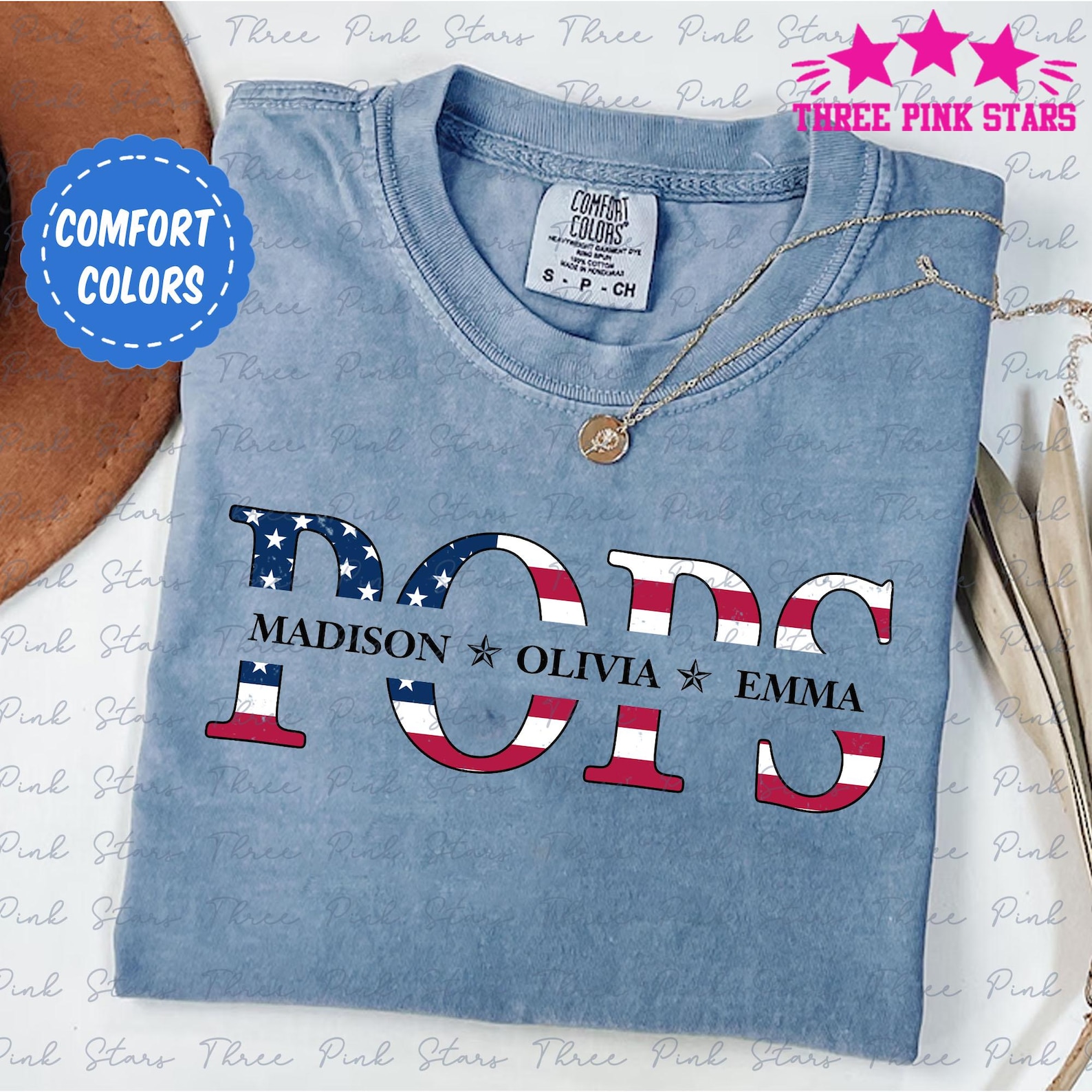 Personalized Pops Flag Comfort Colors Shirt, American Flag US Pops ...